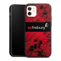 DeinDesign iPhone 12 mini Handy Premium Silikon H&uuml;lle Handyh&uuml;lle schwarz Case Official Licensed Product Sc Freiburg Logo Silikon Premium Case