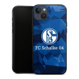 DeinDesign iPhone 14 Plus Handy Silikon H&uuml;lle Case schwarz Handyh&uuml;lle Camouflage Fc Schalke 04 Muster