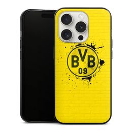 DeinDesign iPhone 15 Pro Handy Slim Case extra d&uuml;nn Silikon Handyh&uuml;lle schwarz H&uuml;lle Official Licensed Product Bvb Borussia Dortmund Silikon Slim Case