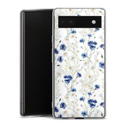 DeinDesign Google Pixel 6a Handy Silikon H&uuml;lle Case transparent Handyh&uuml;lle Flowers Muster Flower Silikon Case
