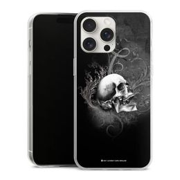DeinDesign iPhone 15 Pro Max Handy Silikon H&uuml;lle Case transparent Handyh&uuml;lle Gothic Skull Skulls Silikon Case