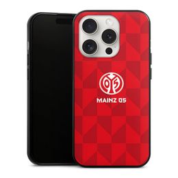 DeinDesign iPhone 15 Pro Handy Slim Case extra d&uuml;nn Silikon Handyh&uuml;lle schwarz H&uuml;lle Mainz 05 Official Licensed Product Merchandise Silikon Slim Case