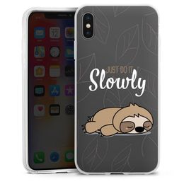 DeinDesign iPhone Xs Max Handy Silikon H&uuml;lle Case transparent Handyh&uuml;lle Sloth Lazy Sunday Sayings Silikon Case