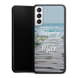 DeinDesign Galaxy S21 5G Handy Premium Silikon H&uuml;lle Handyh&uuml;lle schwarz Case Statement Beach Spruch Silikon Premium Case