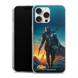 DeinDesign iPhone 15 Pro Max Handy Silikon H&uuml;lle Case transparent Handyh&uuml;lle Star Wars The Mandalorian Sunset Silikon Case