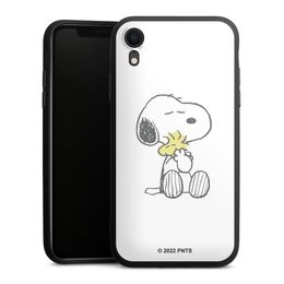DeinDesign iPhone Xr Handy Premium Silikon H&uuml;lle Handyh&uuml;lle schwarz Case Snoopy Love Peanuts Silikon Premium Case