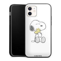 DeinDesign iPhone 12 Handy Premium Silikon H&uuml;lle Handyh&uuml;lle schwarz Case Snoopy Love Peanuts Silikon Premium Case