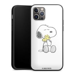 DeinDesign iPhone 12 Pro Handy Premium Silikon H&uuml;lle Handyh&uuml;lle schwarz Case Snoopy Love Peanuts Silikon Premium Case