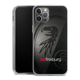 DeinDesign iPhone 12 Pro Max Handy Silikon H&uuml;lle Case transparent Handyh&uuml;lle Sc Freiburg Official Licensed Product Metallic Look Silikon Case