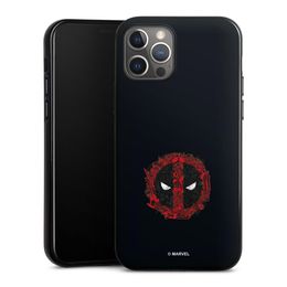 DeinDesign iPhone 12 Pro Handy Silikon H&uuml;lle Case schwarz Handyh&uuml;lle Logo Marvel Deadpool