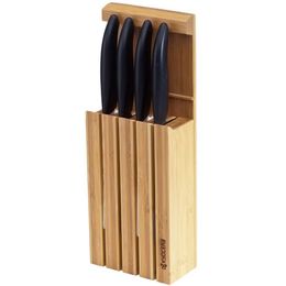 Kyocera Messerblock (5tlg), für Schublade, zum Aufstellen und Aufhängen, inkl. 4 Messern, braun