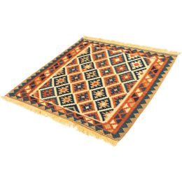 Wollteppich Kelim - Oriental quadratisch - 100 x 100 cm - beige, morgenland, quadratisch, Höhe: 6 mm, Wohnzimmer, Einzelstück, beige