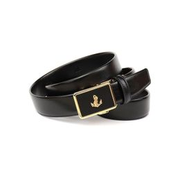 Anthoni Crown Ledergürtel Ledergürtel mit goldfarbenem Anker-Logo, schwarz
