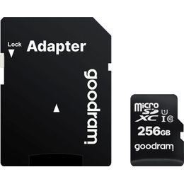 Goodram microSD 256GB (M1AA-2560R12) Speicherkarte (256 GB, UHS-I Class 10, 100 MB/s Lesegeschwindigkeit), schwarz
