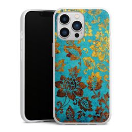 DeinDesign iPhone 13 Pro Handy Silikon H&uuml;lle Case wei&szlig; Handyh&uuml;lle Flowers Vintage Ornament Silikon Case