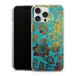 DeinDesign iPhone 15 Pro Max Handy Silikon H&uuml;lle Case transparent Handyh&uuml;lle Flowers Vintage Ornament Silikon Case