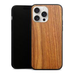 DeinDesign iPhone 15 Pro Max Handy Premium Silikon H&uuml;lle Handyh&uuml;lle schwarz Case Larch Wood Wooden Look Silikon Premium Case
