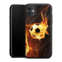 DeinDesign iPhone 11 Handy Premium Silikon H&uuml;lle Handyh&uuml;lle schwarz Case Fire Ball Soccer Silikon Premium Case