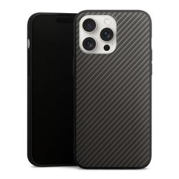 DeinDesign iPhone 15 Pro Max Handy Premium Silikon H&uuml;lle Handyh&uuml;lle schwarz Case Carbon Metallic Look Muster Silikon Premium Case