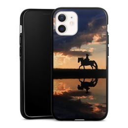 DeinDesign iPhone 12 mini Handy Silikon H&uuml;lle Case schwarz Handyh&uuml;lle Sunset Horseback Riding Horse