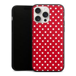 DeinDesign iPhone 15 Pro Max Handy Premium Silikon H&uuml;lle Handyh&uuml;lle schwarz Case Points Polka Dots Retro Silikon Premium Case