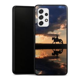 DeinDesign Galaxy A53 5G Handy Silikon H&uuml;lle Case schwarz Handyh&uuml;lle Sunset Horse Horseback Riding