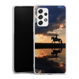 DeinDesign Galaxy A53 5G Handy Silikon H&uuml;lle Case transparent Handyh&uuml;lle Sunset Horse Horseback Riding Silikon Case