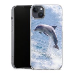 DeinDesign iPhone 14 Plus Handy Silikon H&uuml;lle Case transparent Handyh&uuml;lle Wale Ocean Dolphin Silikon Case