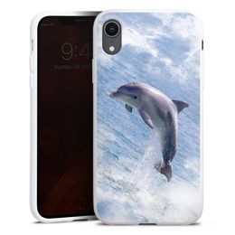DeinDesign iPhone Xr Handy Silikon H&uuml;lle Case wei&szlig; Handyh&uuml;lle Wale Ocean Dolphin Silikon Case