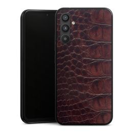 DeinDesign Galaxy A34 5G Handy Silikon H&uuml;lle Case schwarz Handyh&uuml;lle Leather Crocodile Animal Print
