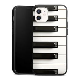 DeinDesign iPhone 12 mini Handy Premium Silikon H&uuml;lle Handyh&uuml;lle schwarz Case Klavier Music Piano Silikon Premium Case