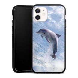 DeinDesign iPhone 12 mini Handy Silikon H&uuml;lle Case schwarz Handyh&uuml;lle Wale Ocean Dolphin