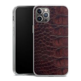 DeinDesign iPhone 12 Pro Max Handy Silikon H&uuml;lle Case transparent Handyh&uuml;lle Leather Crocodile Animal Print Silikon Case