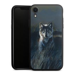 DeinDesign iPhone Xr Handy Premium Silikon H&uuml;lle Handyh&uuml;lle schwarz Case Wolf Painting Nature Silikon Premium Case