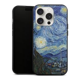DeinDesign iPhone 15 Pro Handy Slim Case extra d&uuml;nn Silikon Handyh&uuml;lle schwarz H&uuml;lle The Starry Night Kunst Silikon Slim Case