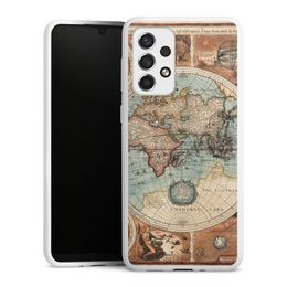 DeinDesign Galaxy A33 5G Handy Silikon H&uuml;lle Case wei&szlig; Handyh&uuml;lle World Map Vintage Map Silikon Case
