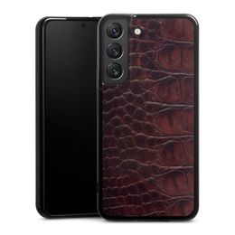 DeinDesign Galaxy S22 Handy Slim Case extra d&uuml;nn Silikon Handyh&uuml;lle schwarz H&uuml;lle Leather Crocodile Animal Print Silikon Slim Case