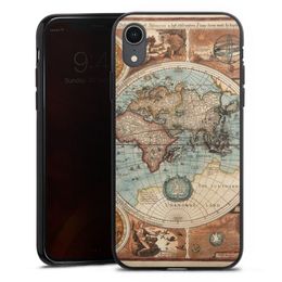 DeinDesign iPhone Xr Handy Silikon H&uuml;lle Case schwarz Handyh&uuml;lle Vintage Map World Map
