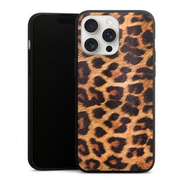 DeinDesign iPhone 15 Pro Max Handy Premium Silikon H&uuml;lle Handyh&uuml;lle schwarz Case Animal Print Leopard Fur Silikon Premium Case
