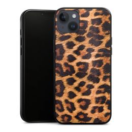 DeinDesign iPhone 14 Plus Handy Silikon H&uuml;lle Case schwarz Handyh&uuml;lle Animal Print Leopard Fur