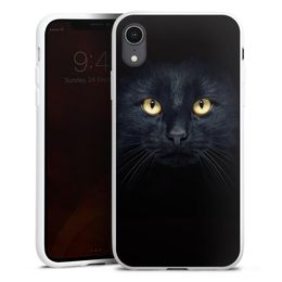 DeinDesign iPhone Xr Handy Silikon H&uuml;lle Case wei&szlig; Handyh&uuml;lle Eye Cat Black Silikon Case