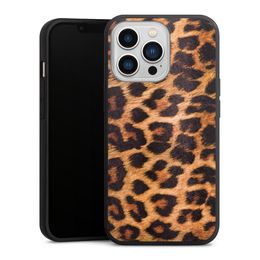 DeinDesign iPhone 13 Pro Handy Premium Silikon H&uuml;lle Handyh&uuml;lle schwarz Case Animal Print Leopard Fur Silikon Premium Case