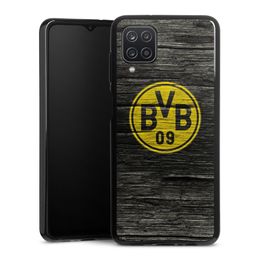 DeinDesign Galaxy A12 Handy Silikon H&uuml;lle Case schwarz Handyh&uuml;lle Bvb Wooden Look Borussia Dortmund
