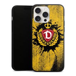 DeinDesign iPhone 15 Pro Max Handy Premium Silikon H&uuml;lle Handyh&uuml;lle schwarz Case Official Licensed Product Soccer Sg Dynamo Dresden Silikon Premium Case
