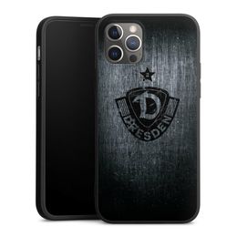 DeinDesign iPhone 12 Pro Handy Premium Silikon H&uuml;lle Handyh&uuml;lle schwarz Case Sg Dynamo Dresden Official Licensed Product Vintage Silikon Premium Case