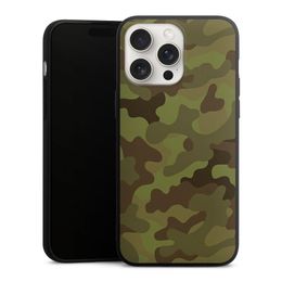 DeinDesign iPhone 15 Pro Max Handy Premium Silikon H&uuml;lle Handyh&uuml;lle schwarz Case Camouflage Tarnmuster Army Silikon Premium Case