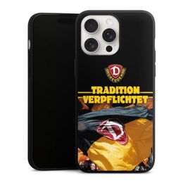 DeinDesign iPhone 15 Pro Max Handy Premium Silikon H&uuml;lle Handyh&uuml;lle schwarz Case Sgd Sg Dynamo Dresden Merchandise Silikon Premium Case