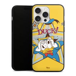 DeinDesign iPhone 15 Pro Max Handy Premium Silikon H&uuml;lle Handyh&uuml;lle schwarz Case Donald Duck Disney Official Licensed Product Silikon Premium Case