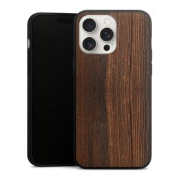 DeinDesign iPhone 15 Pro Max Handy Premium Silikon H&uuml;lle Handyh&uuml;lle schwarz Case Wood Nut Tree Wooden Look Silikon Premium Case