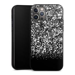 DeinDesign iPhone 12 Pro Handy Silikon H&uuml;lle Case schwarz Handyh&uuml;lle Muster Snowflake Glitzer